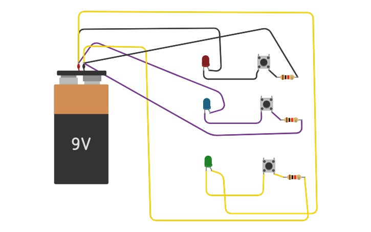 Circuit design CIRCUITO DE LEDS Y PUSH BUTTON | Tinkercad