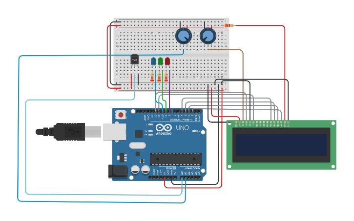 Circuit design Temperature Sensing Project - Tinkercad