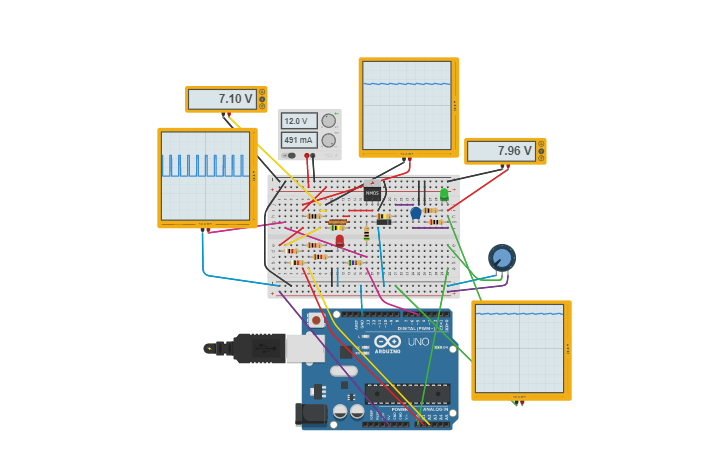 Circuit design Auto_Duty_Change-Boost_Conv - Tinkercad