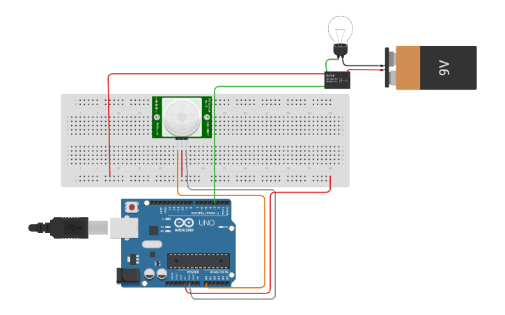 Circuit design light bulb automation - Tinkercad