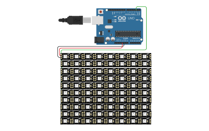 Circuit design 8x8 NEOpixel - Tinkercad