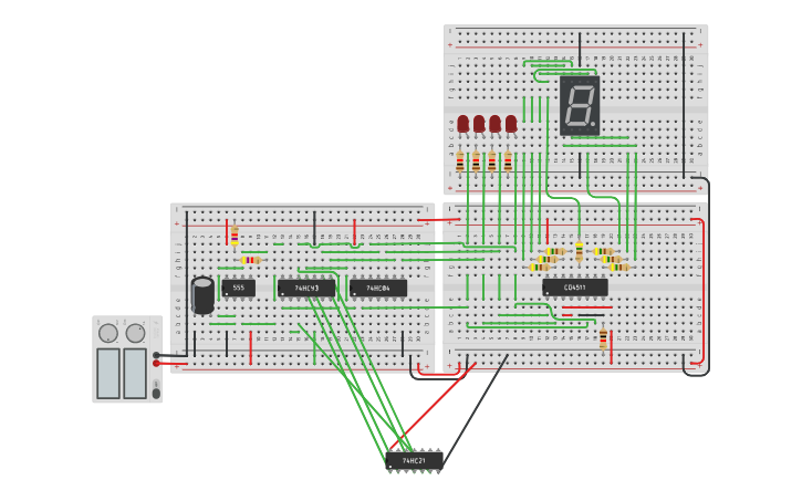 Circuit design 7 Segment Display Counter - Tinkercad