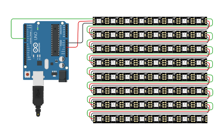 Circuit design WS2812 8x8 juego2 - Tinkercad