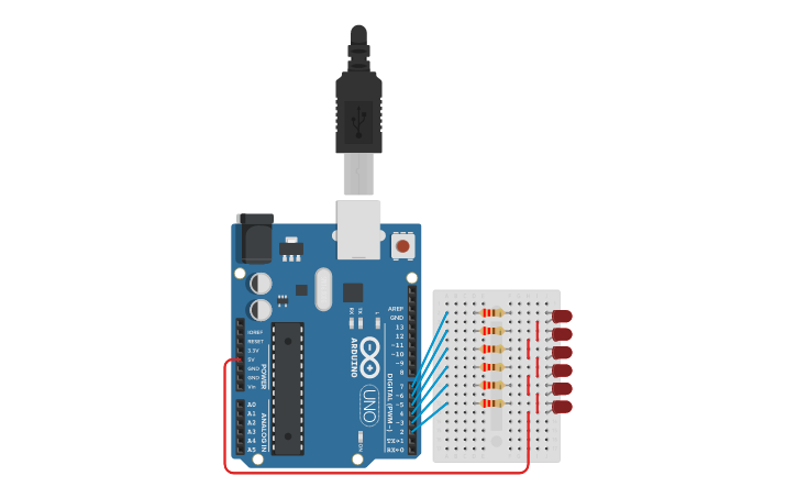 Circuit design IO - 202 chenillard | Tinkercad