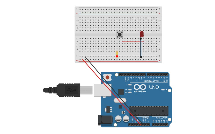 Circuit Design Led Pulsante Tinkercad