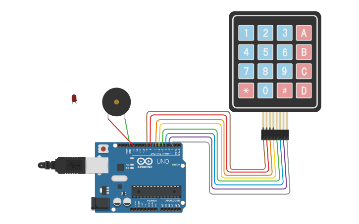 Circuit Design Teclado 4x4 Tinkercad