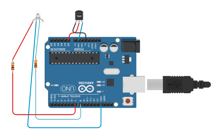 Circuit design Sensore di temperatura | Tinkercad