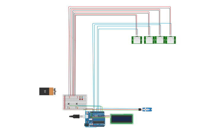 Circuit design car parking - Tinkercad