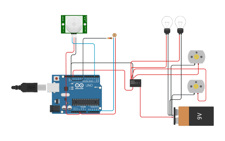 Circuit design sensor de movimiento - Tinkercad