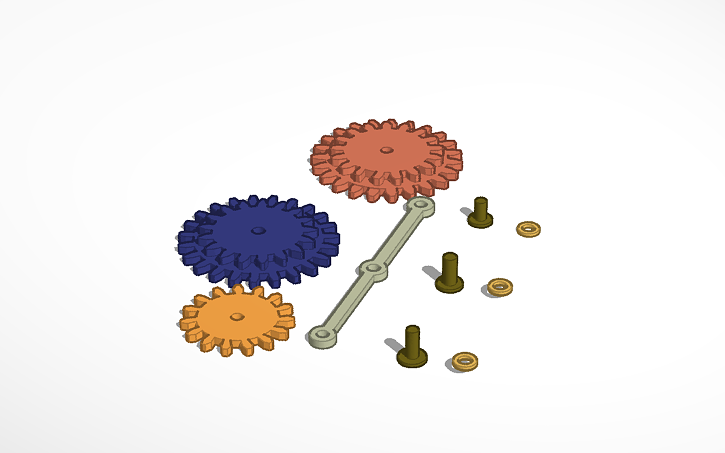 3D design 5 Gear Interaction Mechanism - Tinkercad