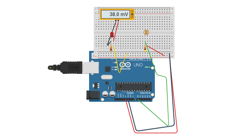 Circuit design photoresister n ldr sensor - Tinkercad