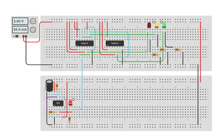 Circuit Design Modulo 8 Down Asyncronus Tinkercad