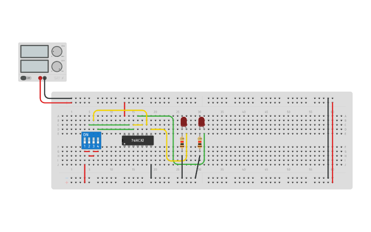 Circuit design 4To2 Encoder - Tinkercad