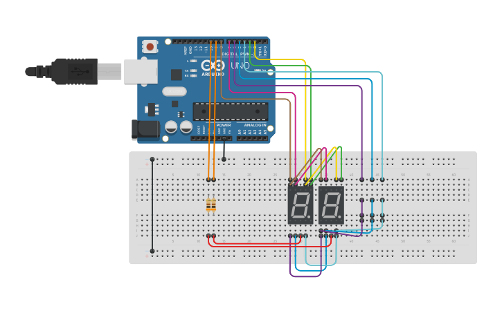 Circuit design 2-digit counter w 0 button - Tinkercad