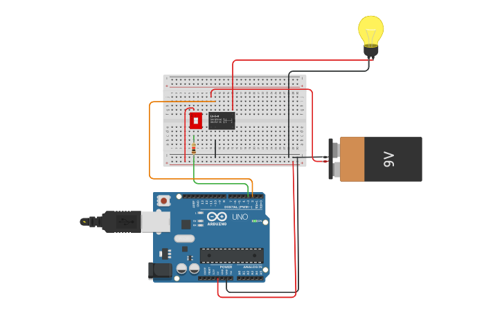 Circuit design Práctica con relé - Tinkercad