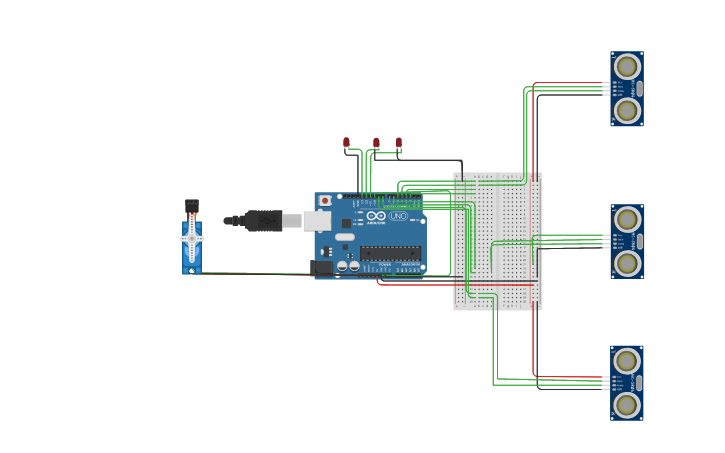 Circuit design Automatic car parking system - Tinkercad