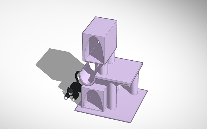 3D design cat and cat house - Tinkercad