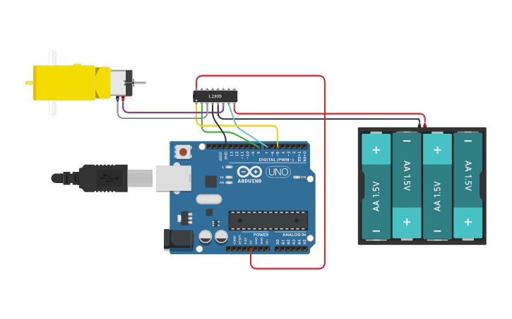 Circuit design Motor Driver Using Arduino - Tinkercad