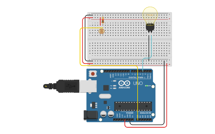 Circuit design LDR - Tinkercad