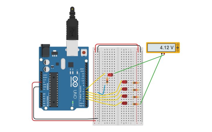 Circuit design Copy of For Loop Iteration | Tinkercad