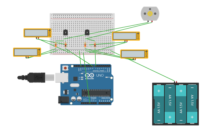 Circuit design Double BJT Motor Diagram - Tinkercad