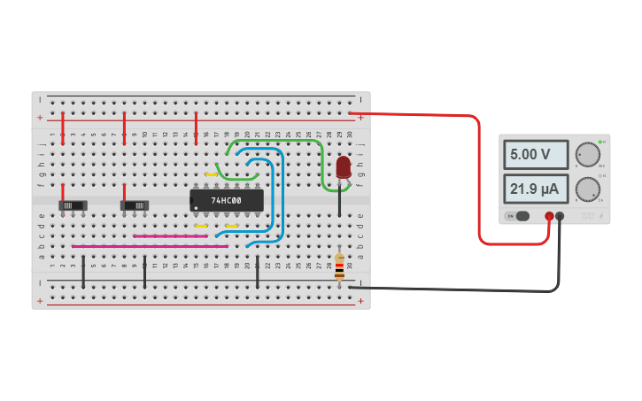 Circuit design NOR using NAND | Tinkercad