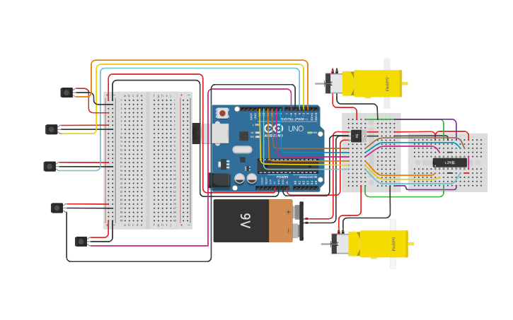 Circuit Design Line Tracking Sensor Tinkercad