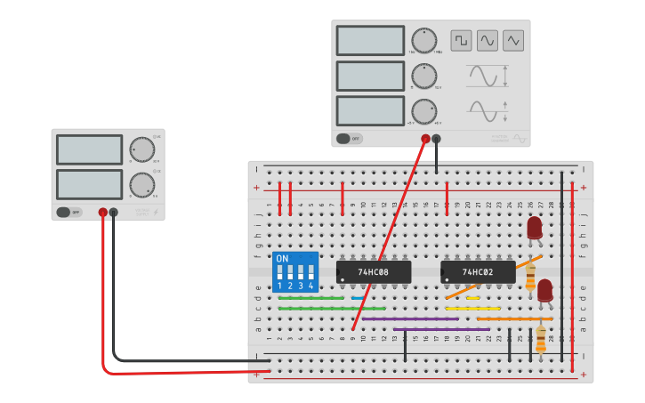 Circuit design FLIP FLOP RS CON RELOJ | Tinkercad