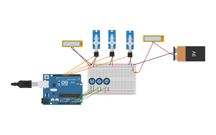 Circuit design Servos - Tinkercad