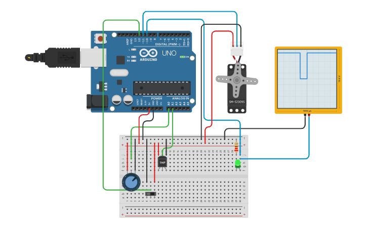 Circuit design Copy of Sensors and actuators with Arduino - Tinkercad