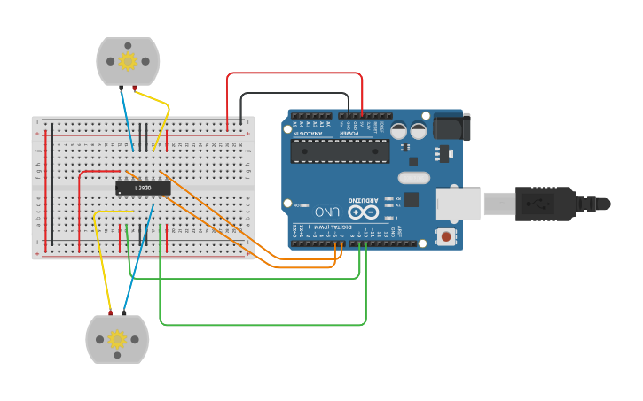 Circuit design Remote control car - Tinkercad