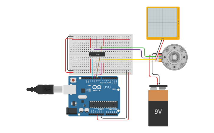Circuit Design Stepper Motor Using A Dc Motor With Encoder Tinkercad