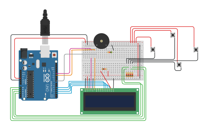 Circuit design ARCADE LCD 4 BUTTON - Tinkercad