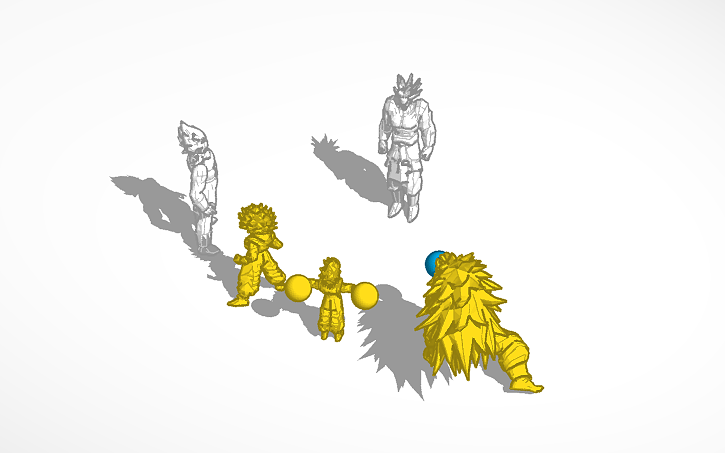 3D design goku, gohan, gotenks, and vegeta vs broly - Tinkercad