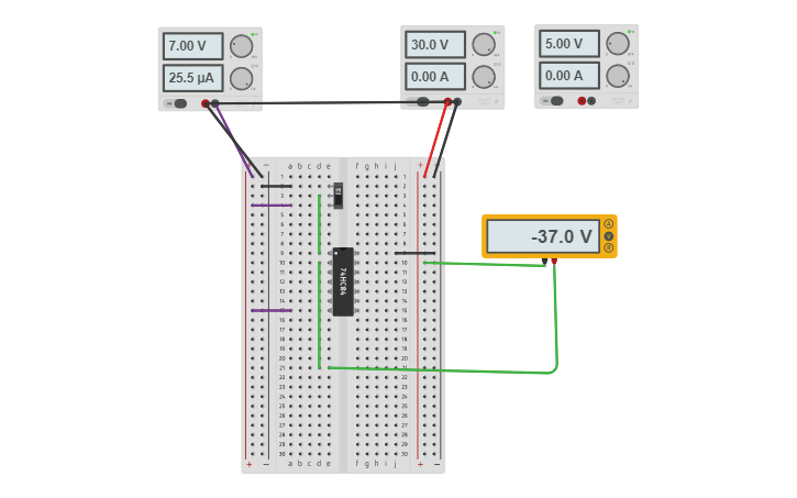 Circuit Design 7404 Negative Supply Tinkercad