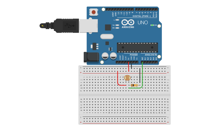 Circuit design Photoresistor Voltage Divider - Tutorial Slides - Tinkercad