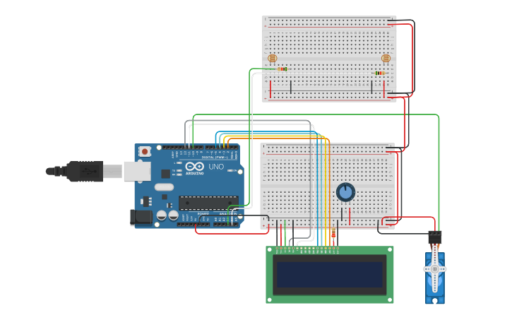 Circuit design Solar Tracker Mousa, Aziz, Fahad | Tinkercad
