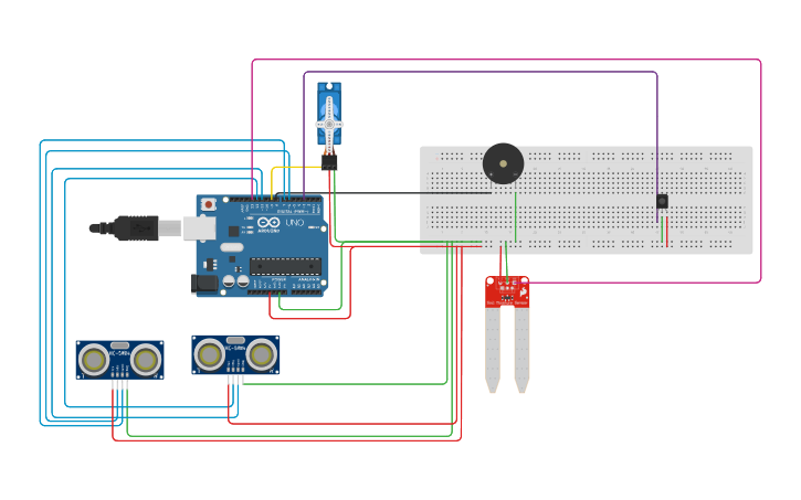 Circuit design smart waste management - Tinkercad