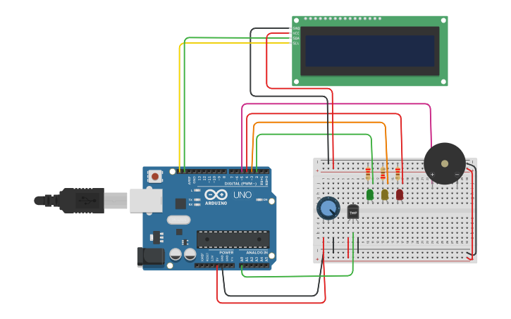 Circuit design Temperature sensor | Tinkercad