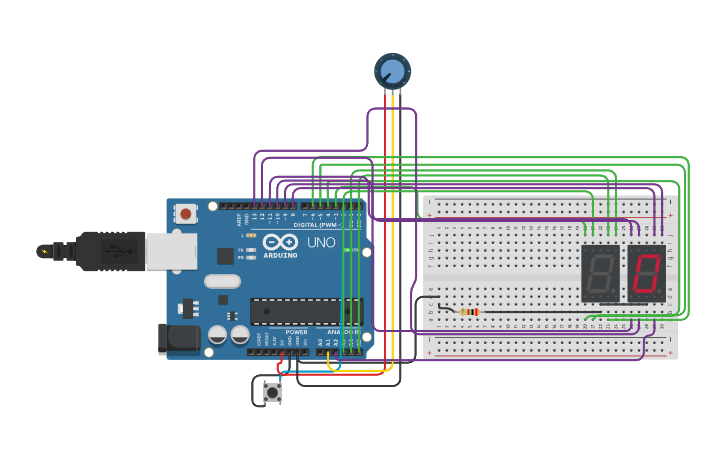 Circuit design POP QUIZ 7 Segment (NIM) - Tinkercad