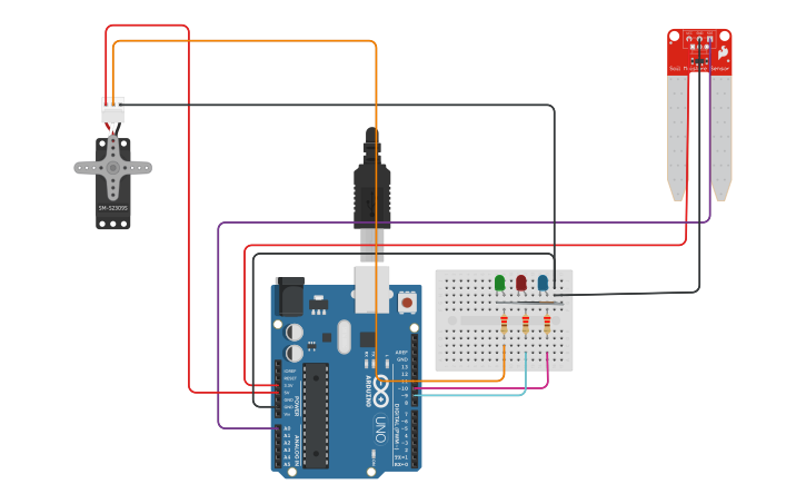 Circuit design Arduino Soil Moisture Sensor - Tinkercad