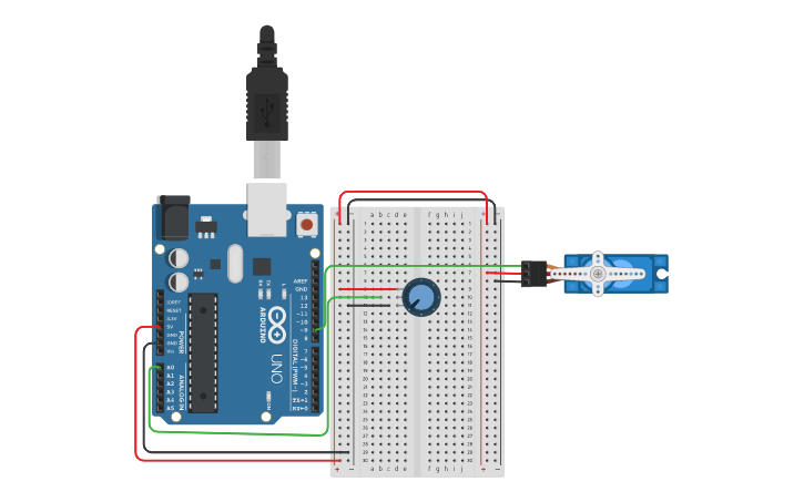 Circuit Design Servo Motor Tinkercad