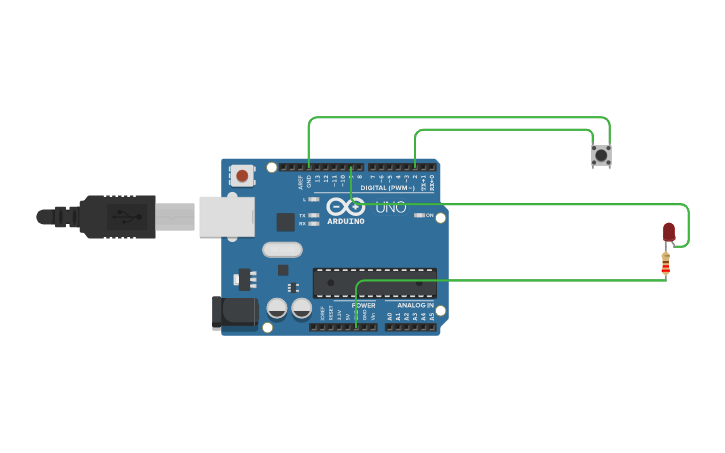 Circuit design pushbutton as toggle switch - Tinkercad