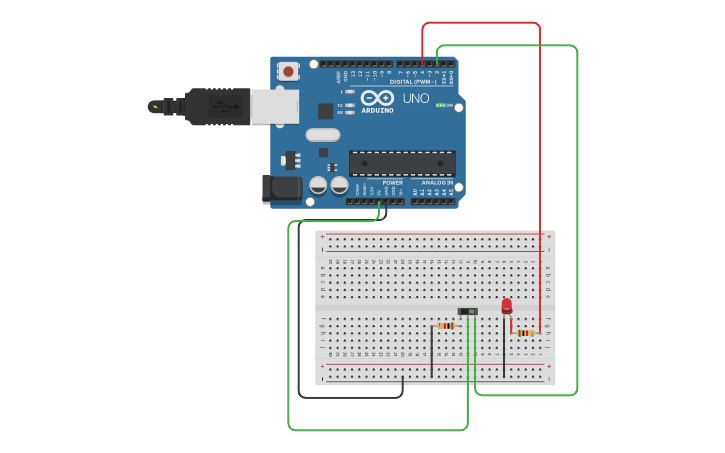 Circuit design LED with switchslide - Tinkercad