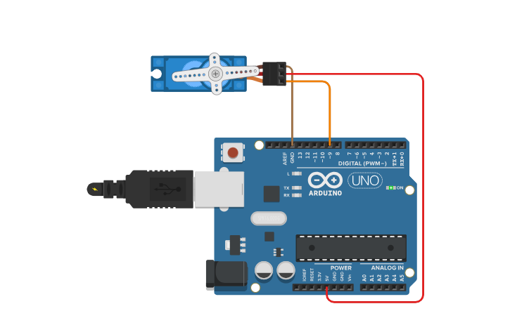 Circuit design Práctica 6: Servomotor - Tinkercad Circuit design Práctica 6: Servomotor - Tinkercad