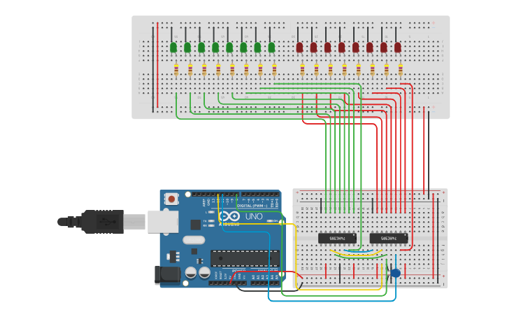 Circuit design Using an array - Tinkercad