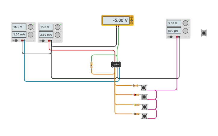 Circuit design Digital To Analog Converter OpAmp - Tinkercad