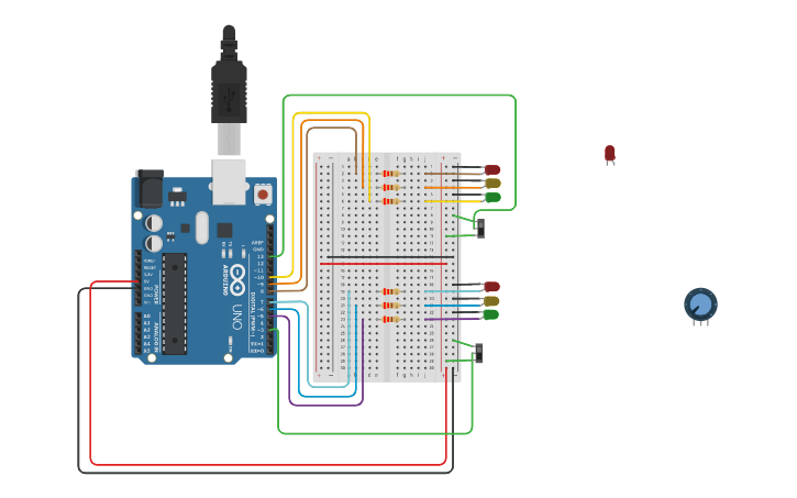 Circuit design Traffic Light Controller | Tinkercad