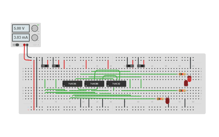 Circuit design Copy of Cascading Full Adders | Tinkercad