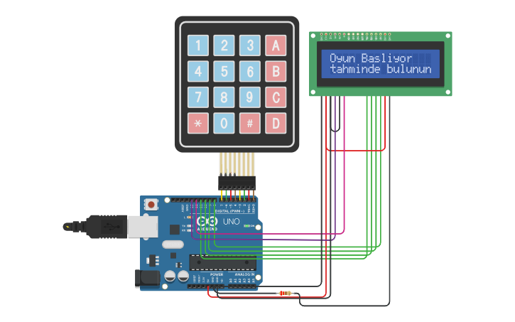 Circuit design Random sayı oyunu - Tinkercad